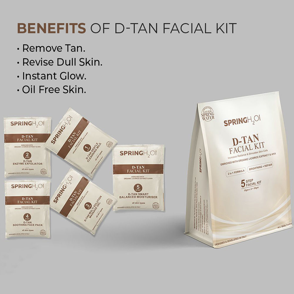 SPRING H2O D-TAN Facial Kit 50 gm| 2 in 1 Formula Brightning+Repair ...