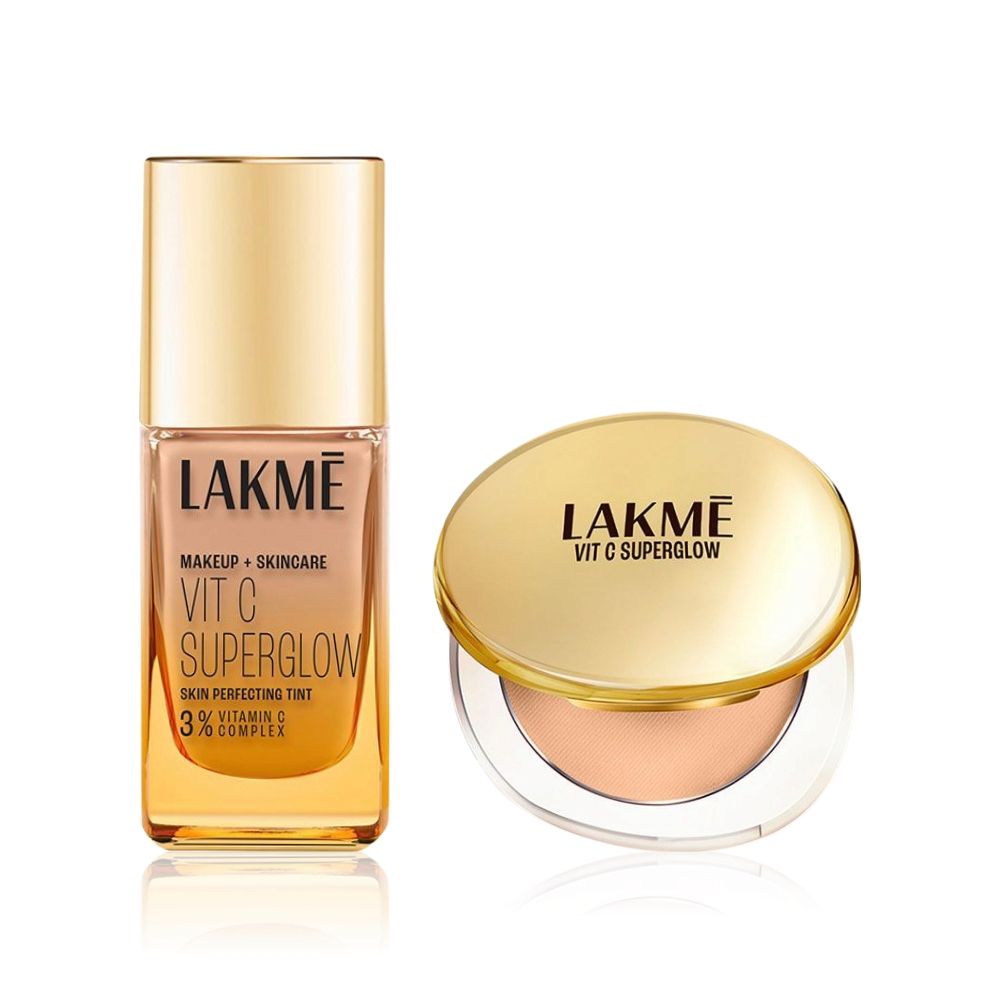 Lakme Vit C Superglow Foundation (25ml) + Compact (8gm) - Medium Skin ...