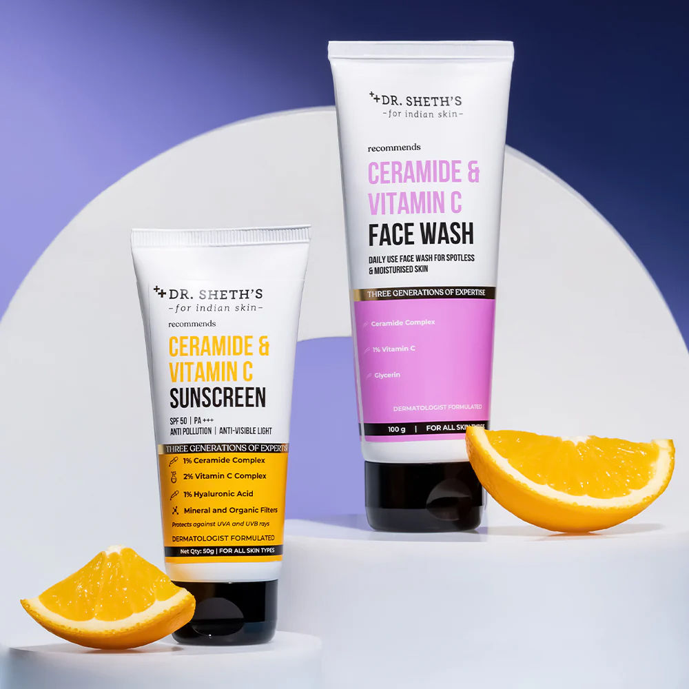 Dr. Sheth’s Radiance Duo: Ceramide & Vitamin C Face Wash (100g ...