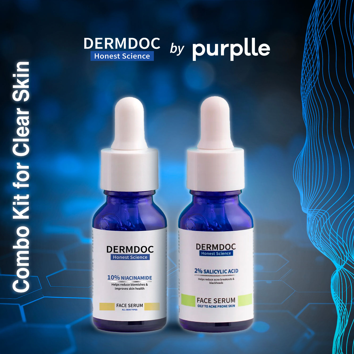 DERMDOC Combo Kit for Clear Skin | 2% Salicylic Acid Face Serum (30 ml) | 10% Niacinamide Face ...