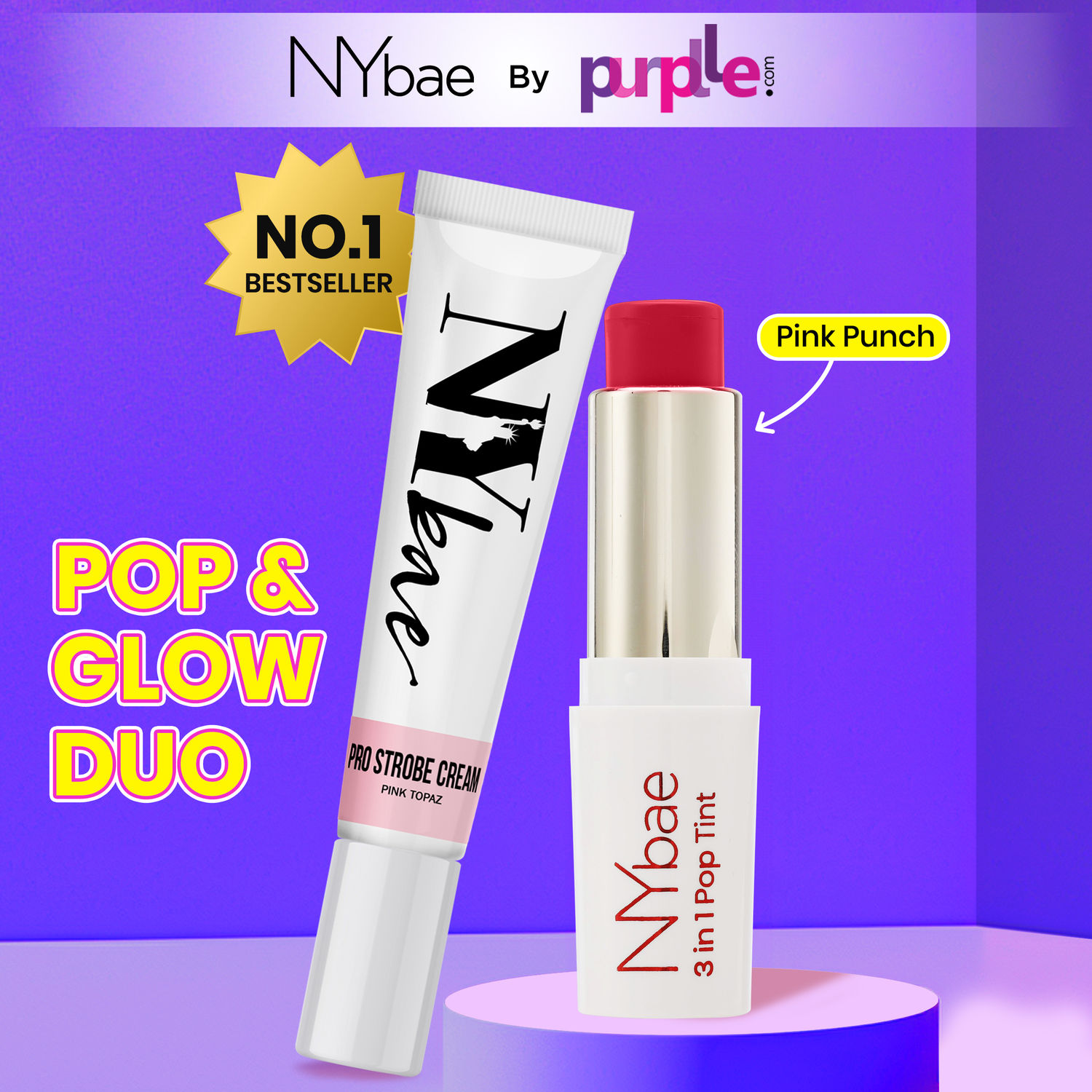 NYbae Pop & Glow Duo | Strobe Cream | Pink Topaz | Pink Lip & Cheek ...
