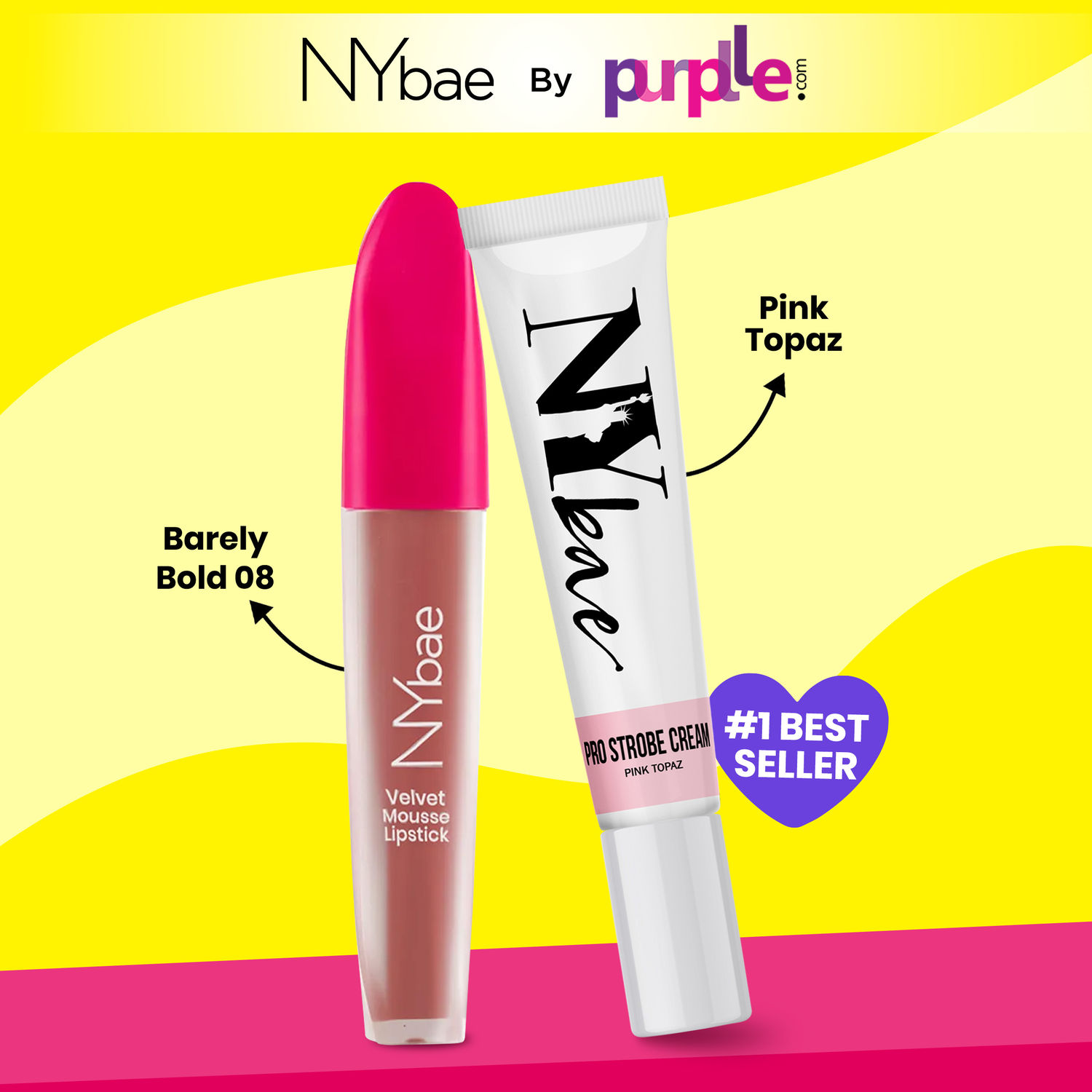 NY Bae Velvet Lip & Strobe Glow Combo | Velvet Mousse Lipstick - Barely ...