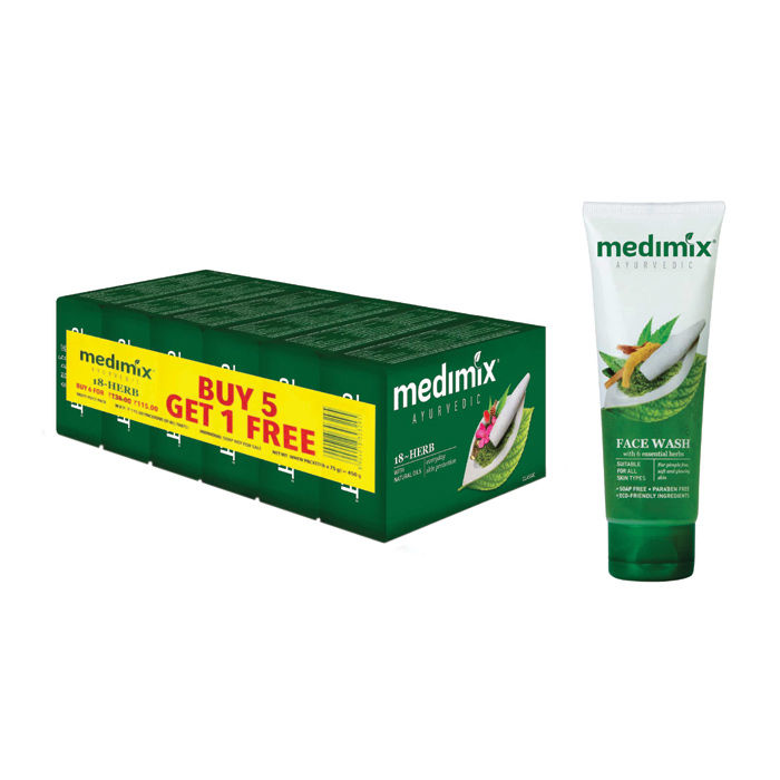Buy Medimix Classic Ayurvedic 18 Herbs Soap (75 g) (5+1 Offer Pack ...