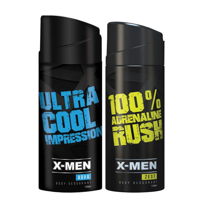 X Men Deodorant Spray Aqua + Zest (Pack Of 2 X 150 ml)