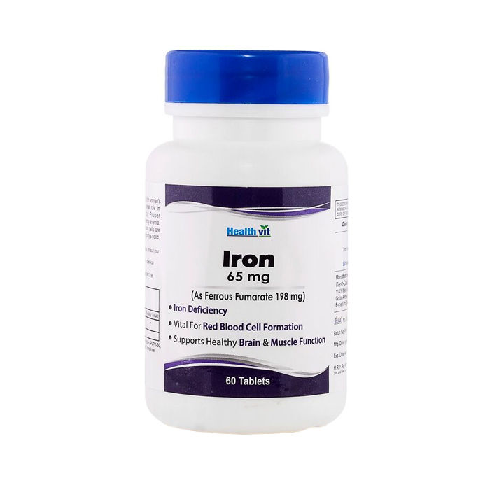 Buy Healthvit Iron Ferrous Fumarate 65Mg 60 Tablets online at purplle.com.