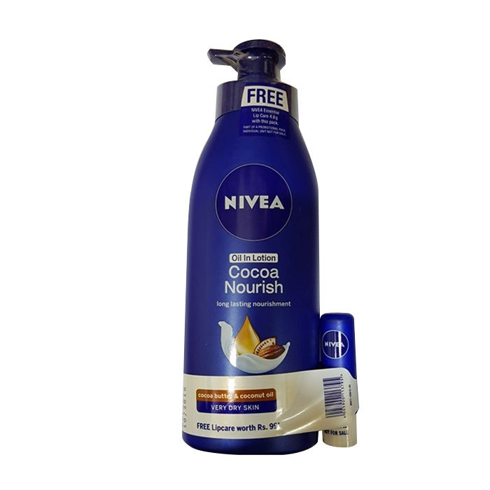 Buy Nivea Cocoa Nourish Body Lotion (400 ml) + Free Essential Lip Care online at purplle.com.